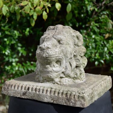 Victorian Style Lion Head Stone Sculpture