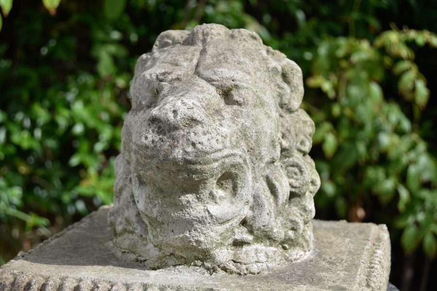 Victorian Style Lion Head Stone Sculpture