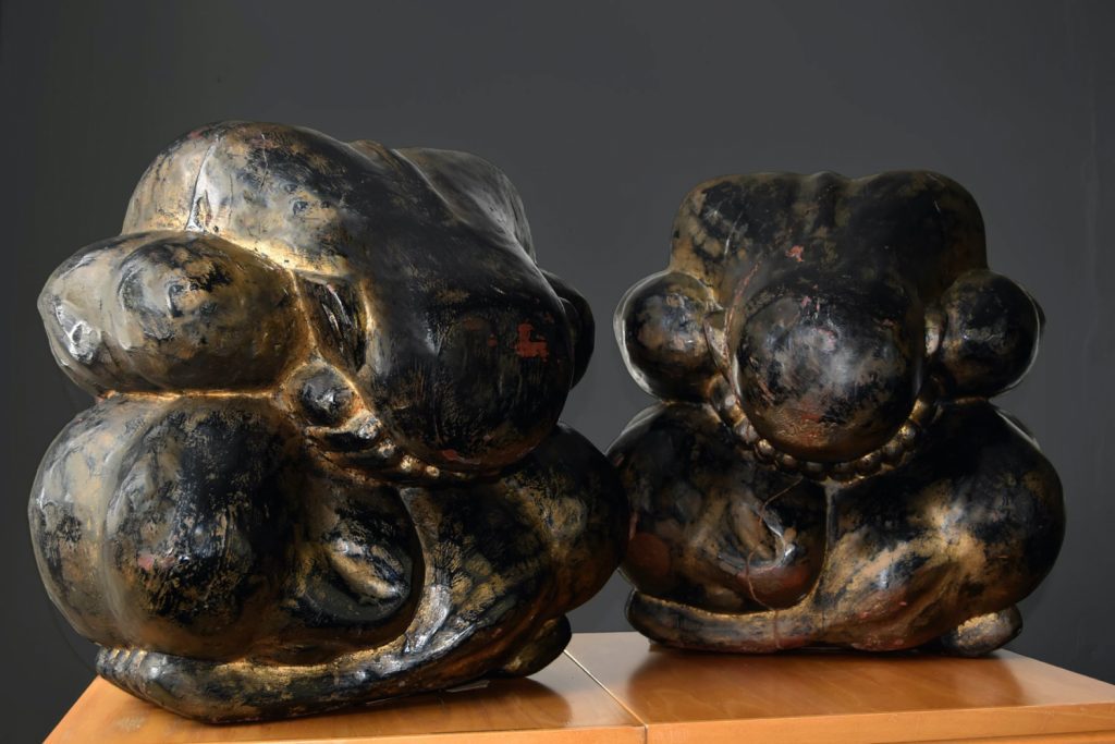 Vintage Hand Carved ‘Weeping Buddha’ Sculptures - 20th Century Classics