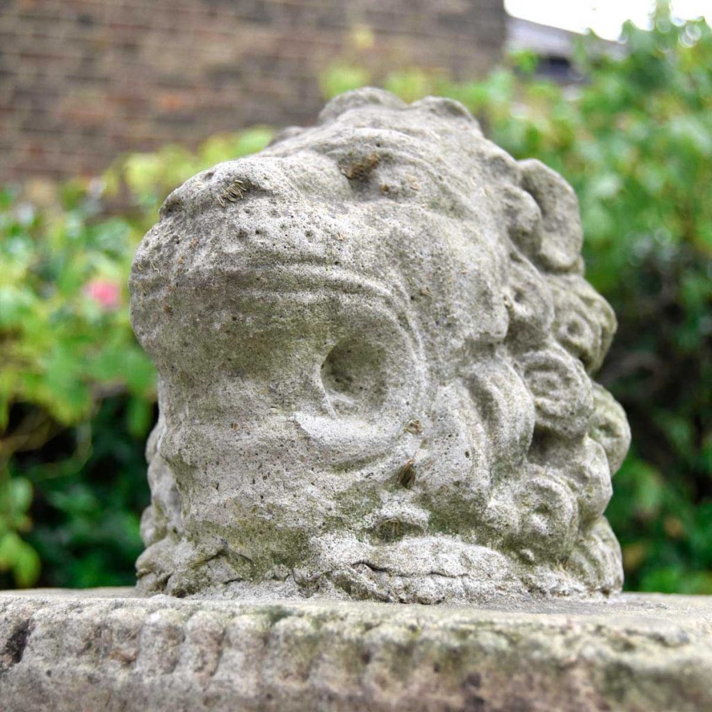 Victorian Style Lion Head Stone Sculpture